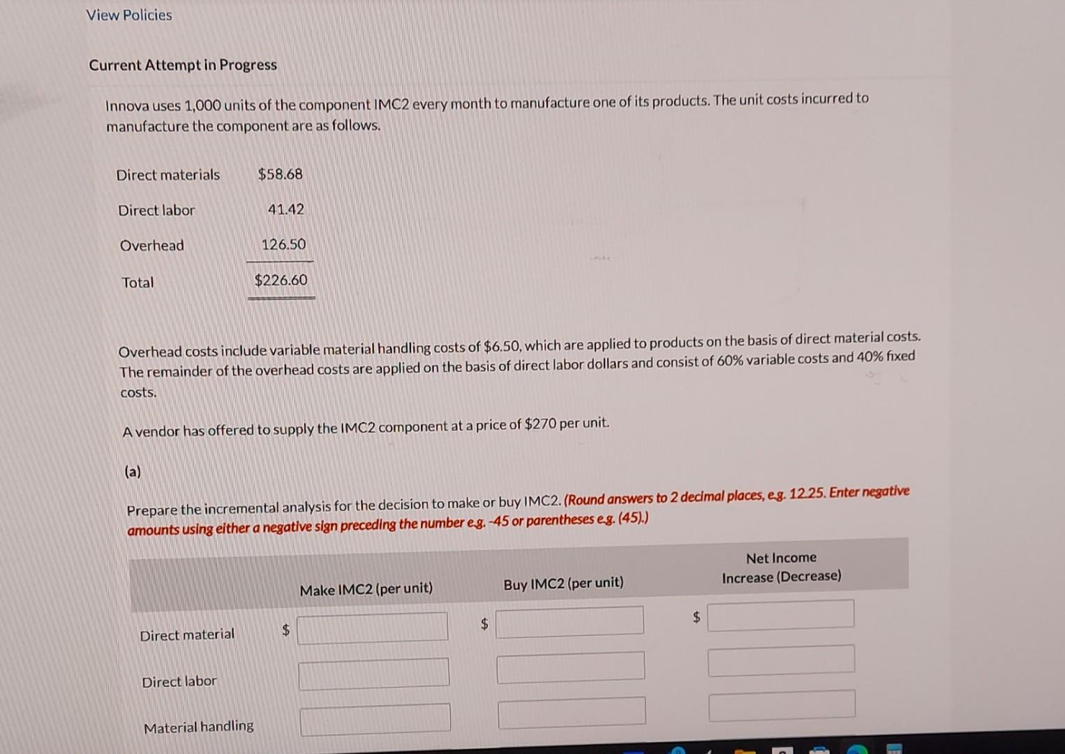 Solved Innova uses 1,000 units of the component IMC2 every | Chegg.com
