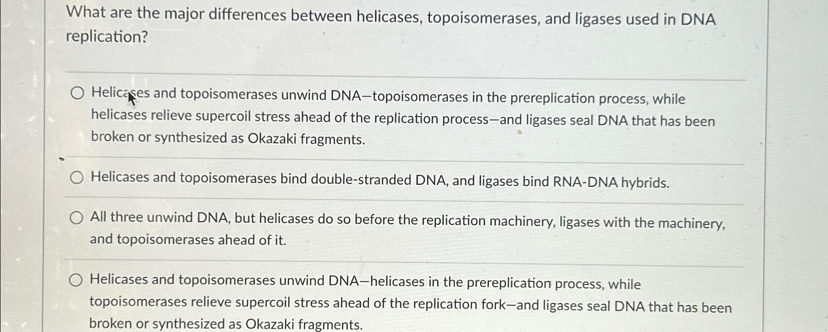 Solved What are the major differences between helicases, | Chegg.com