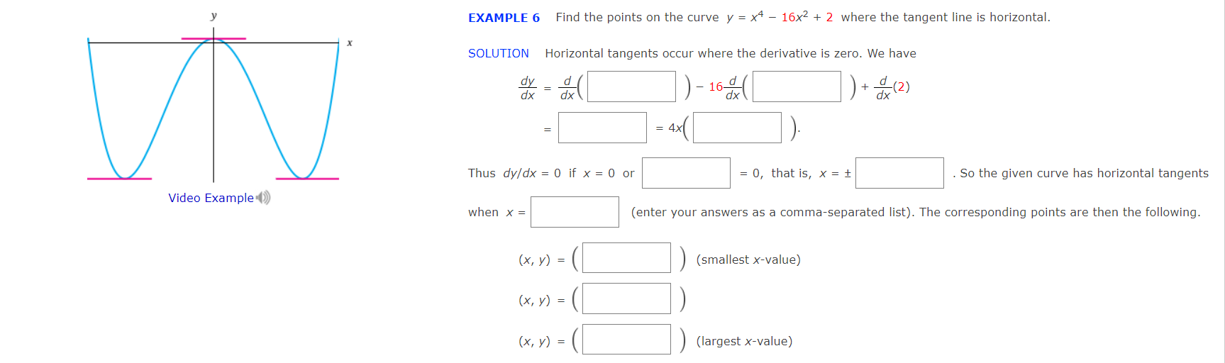 Solved EXAMPLE 6 ﻿Find the points on the curve y=x4-16x2+2 | Chegg.com