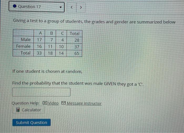 Solved Question 15 Giving a test to a group of students, the | Chegg.com