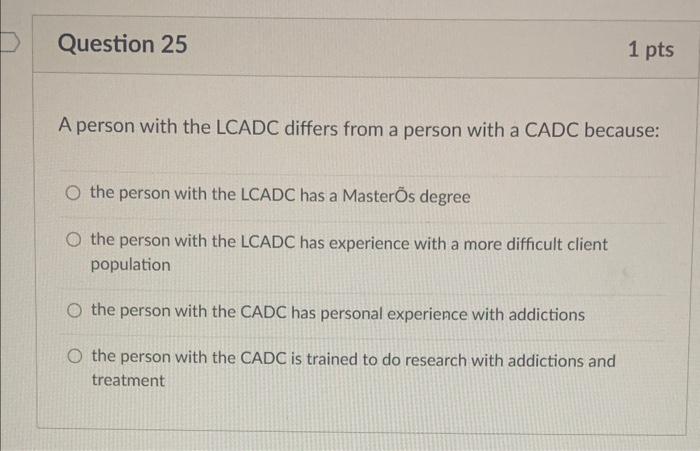 Solved A person with the LCADC differs from a person with a | Chegg.com