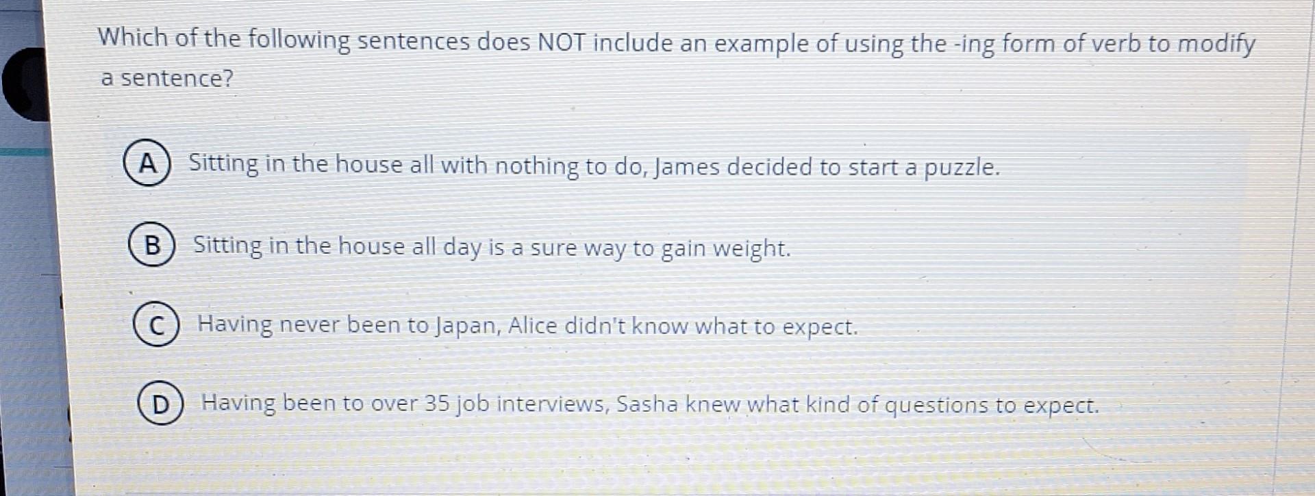 Which of the following sentences does NOT include an | Chegg.com