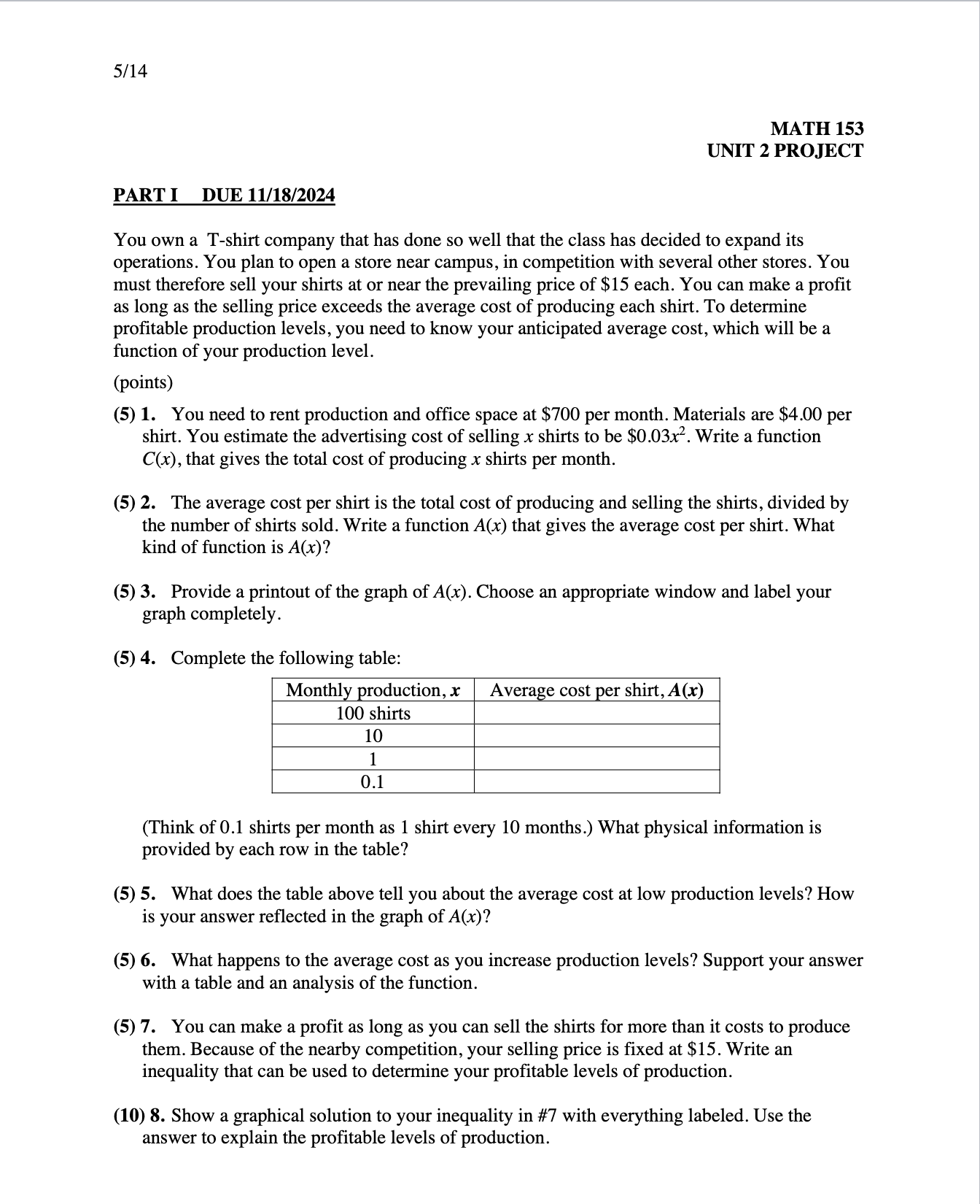 Solved Math Project Pre-calc and Trig, Please answer | Chegg.com