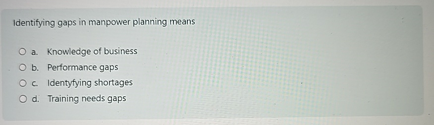 Solved Identifying gaps in manpower planning meansa. | Chegg.com
