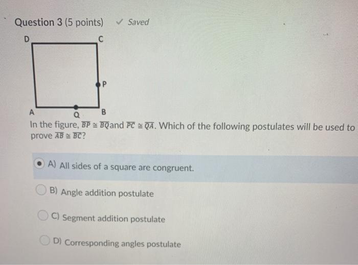 Solved Question 3 (5 points) Saved D с Р A Q B In the | Chegg.com