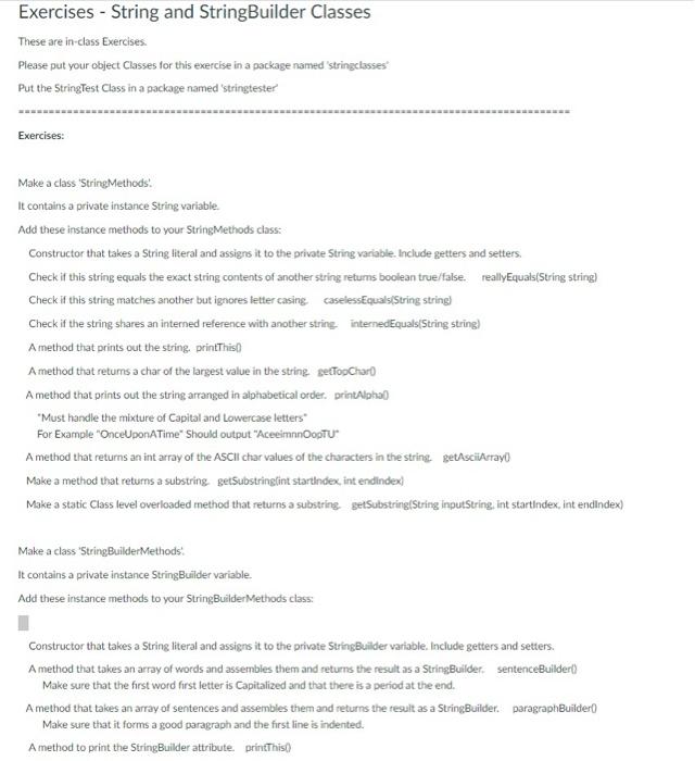 Solved Exercises - String and StringBuilder Classes These | Chegg.com