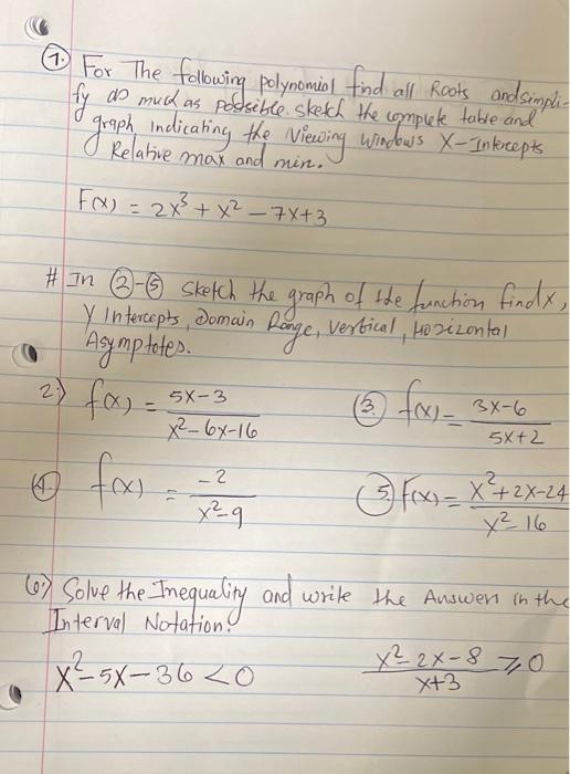 Solved * For The following polynomial find all Rooke and | Chegg.com