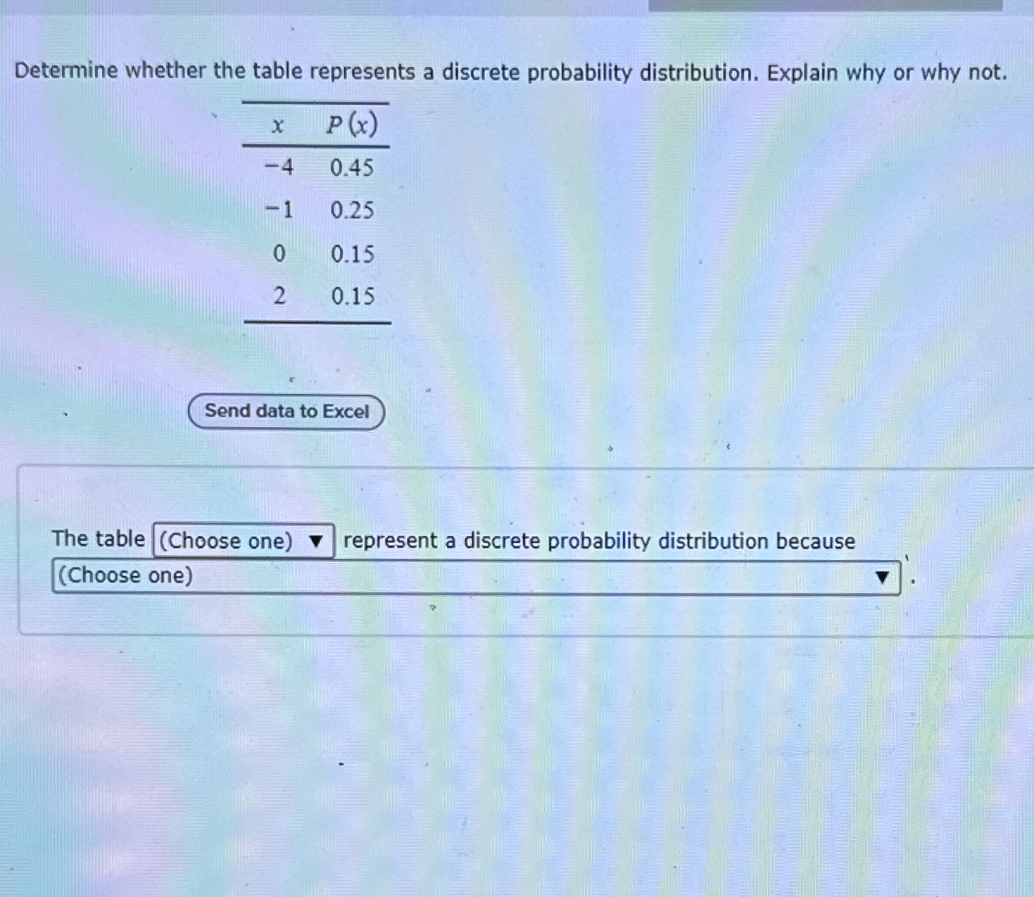 Solved Determine whether the table represents a discrete | Chegg.com