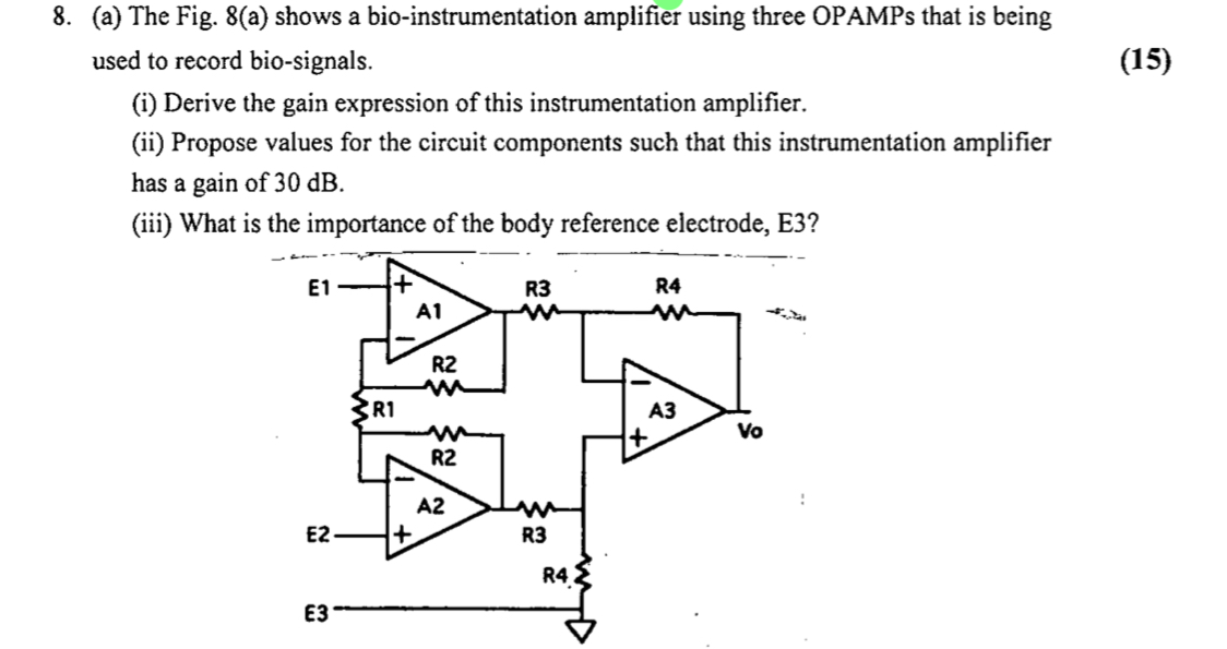 Solved (a) ﻿The Fig. 8(a) ﻿shows a bio-instrumentation | Chegg.com