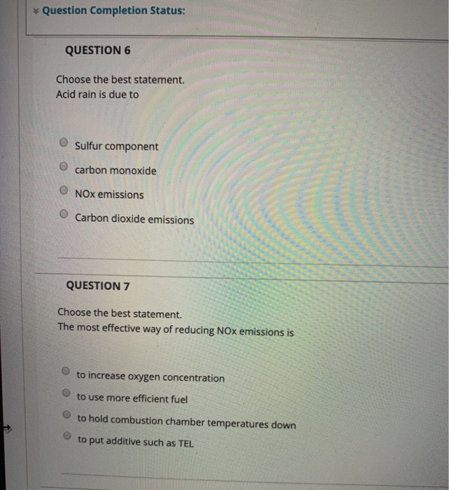 Solved Question Completion Status: QUESTION 6 Choose the | Chegg.com