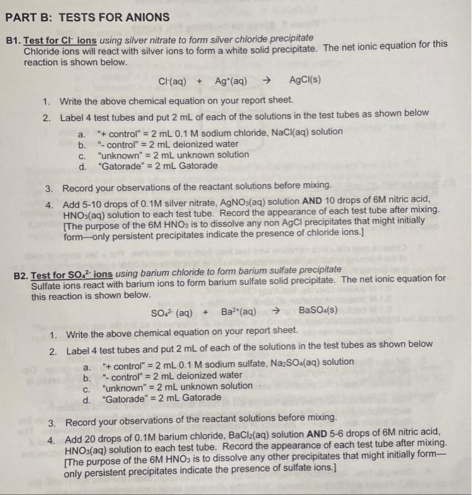 Solved 31. Test for Cl- ions What ions are present in the | Chegg.com