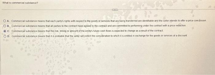 Solved What is commercial substance? 13 O A. Commercial | Chegg.com