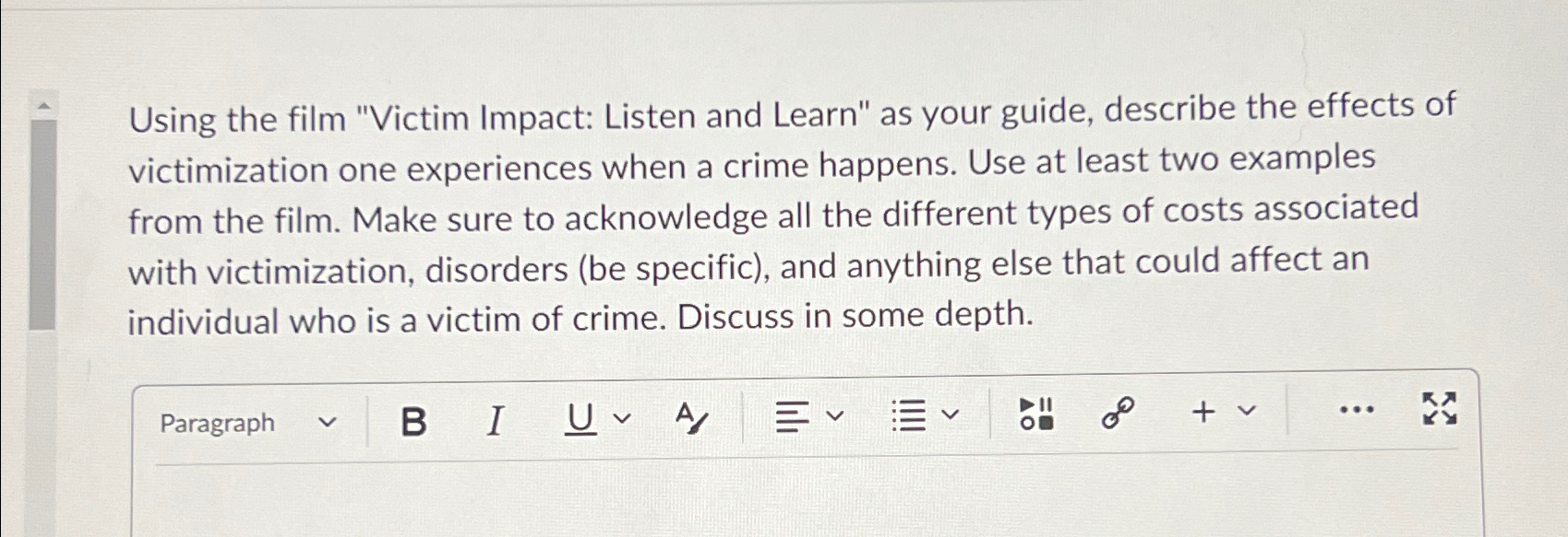 Solved Using the film "Victim Impact: Listen and Learn" as | Chegg.com