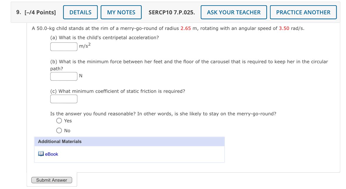 Solved [-/4 ﻿Points]SERCP10 7.P.025.A 50.0-kg ﻿child stands | Chegg.com