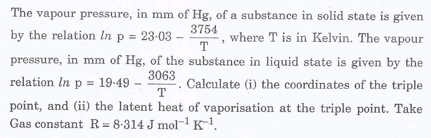 Solved The vapour pressure, in mm of Hg , ﻿of a substance in | Chegg.com