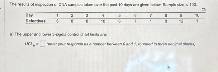 Solved A The Upper And Lower 3 Sigma Control Chart Limits 3960