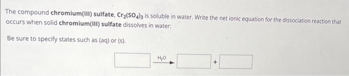 The compound barium hydroxide, Ba(OH)2 is soluble in | Chegg.com
