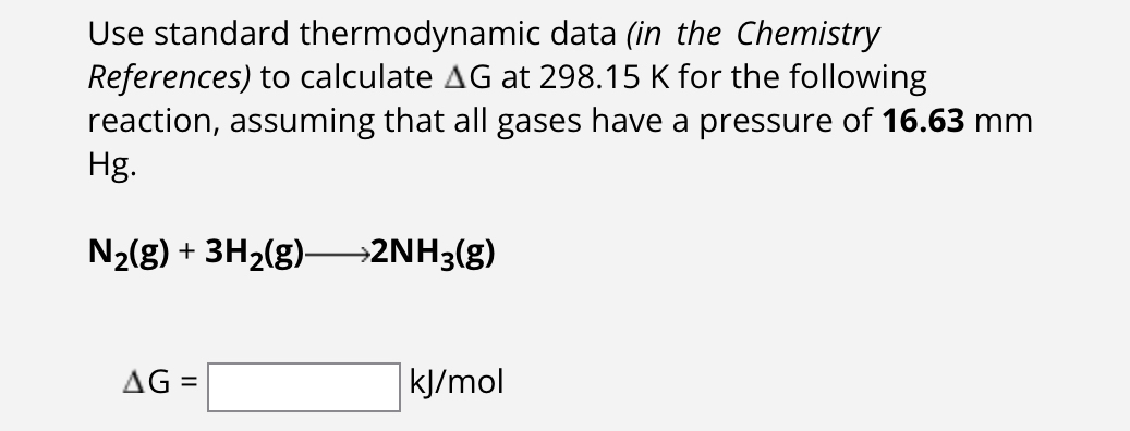 Solved Use standard thermodynamic data (in the Chemistry | Chegg.com