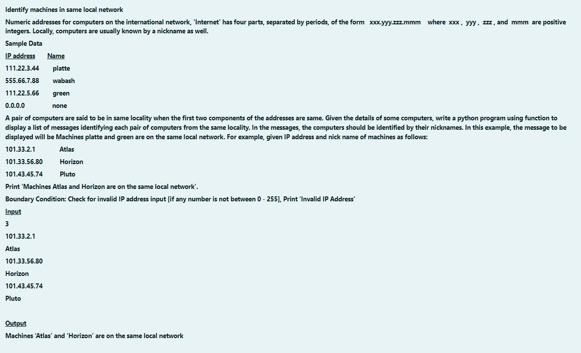 Solved Identify machines in same local network Numeric | Chegg.com