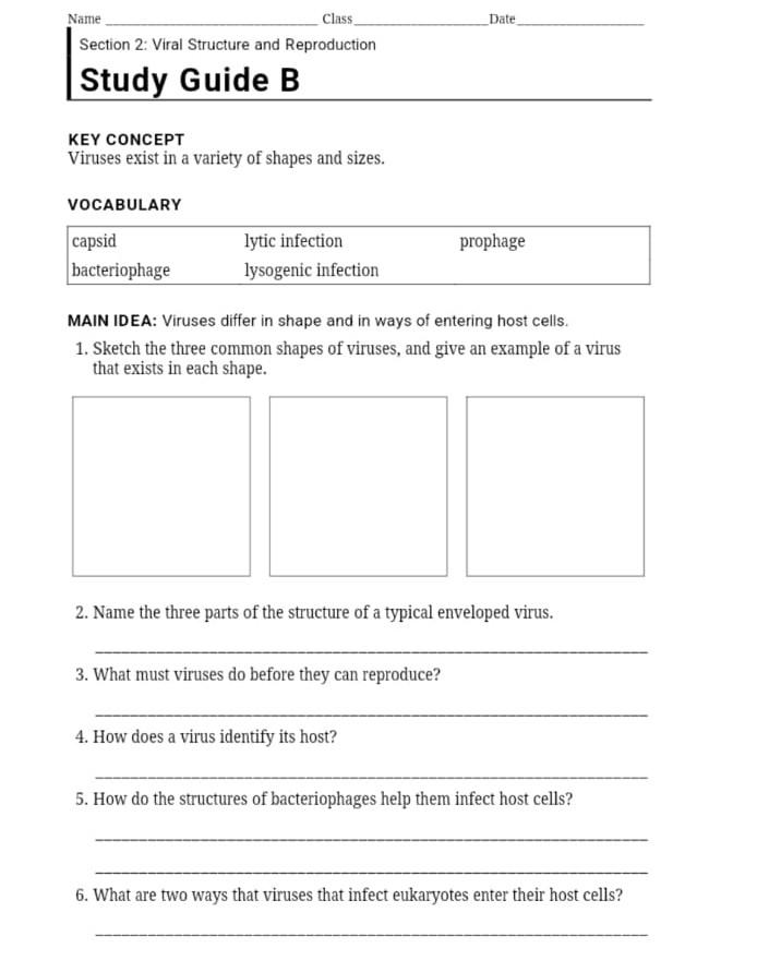 Solved Date Name Class Section 2: Viral Structure and | Chegg.com