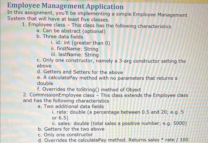 Solved 2. CommissionEmployee class - This class extends the | Chegg.com