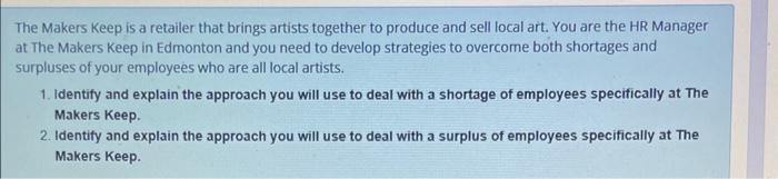 Solved The Makers Keep is a retailer that brings artists | Chegg.com