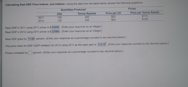 Solved Calculating Real GDP, Price Indices, and inflation. | Chegg.com