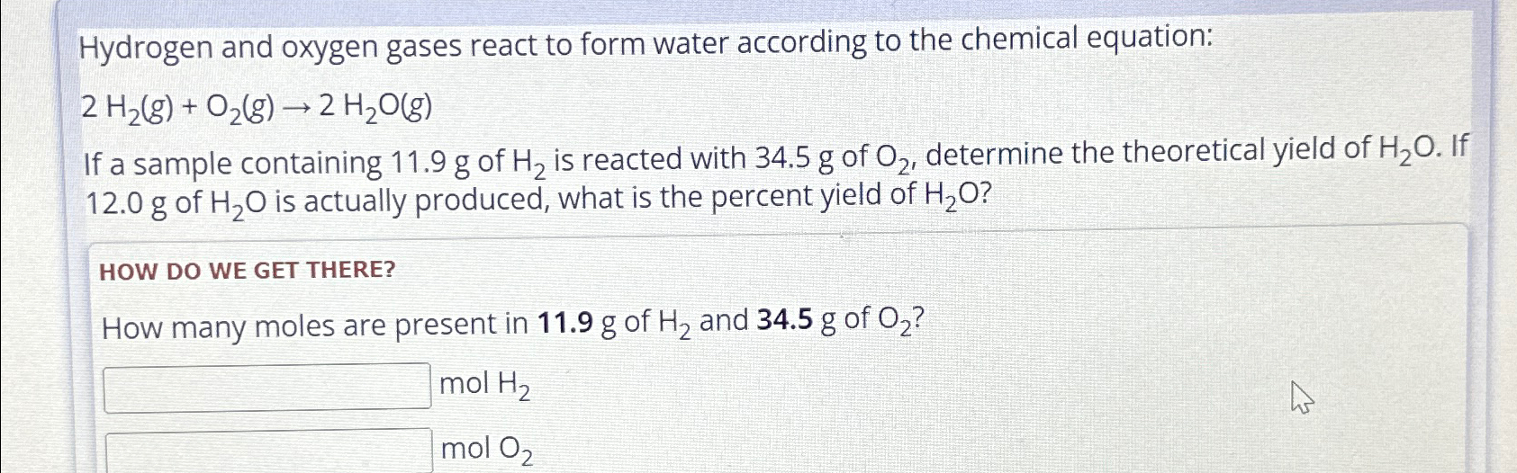 Solved Hydrogen and oxygen gases react to form water | Chegg.com