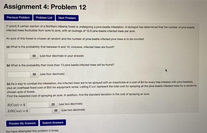 Solved Assignment 4: Problem 12 Previous Problem Problem | Chegg.com Solved Assignment 4: Problem 12 Previous Problem Problem | Chegg.com