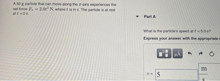 Solved A 50 g particle that can move along the x-axis | Chegg.com