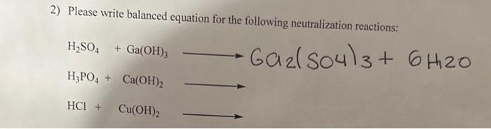 Solved 2) Please write balanced equation for the following | Chegg.com
