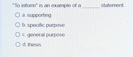 Solved "To inform" is an example of a statement.a. | Chegg.com