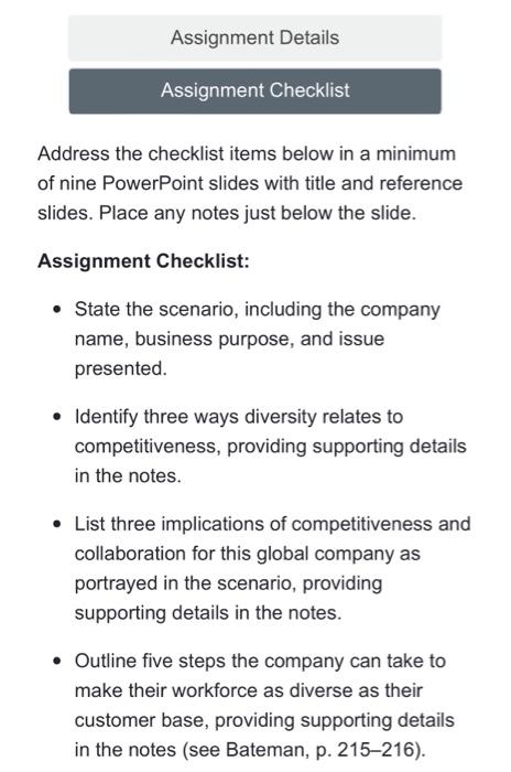 Address the checklist items below in a minimum of | Chegg.com