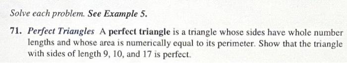 Solved Solve each problem. See Example 5. 71. Perfect | Chegg.com