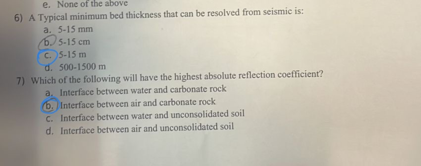 Solved e. ﻿None of the aboveA Typical minimum bed thickness | Chegg.com