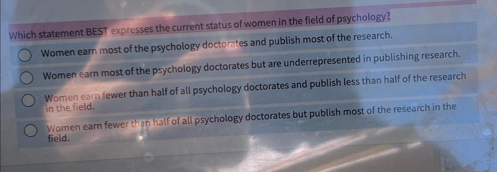 Solved Which statement BEST expresses the current status of | Chegg.com