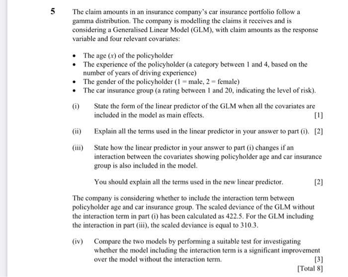 Solved The claim amounts in an insurance company's car | Chegg.com