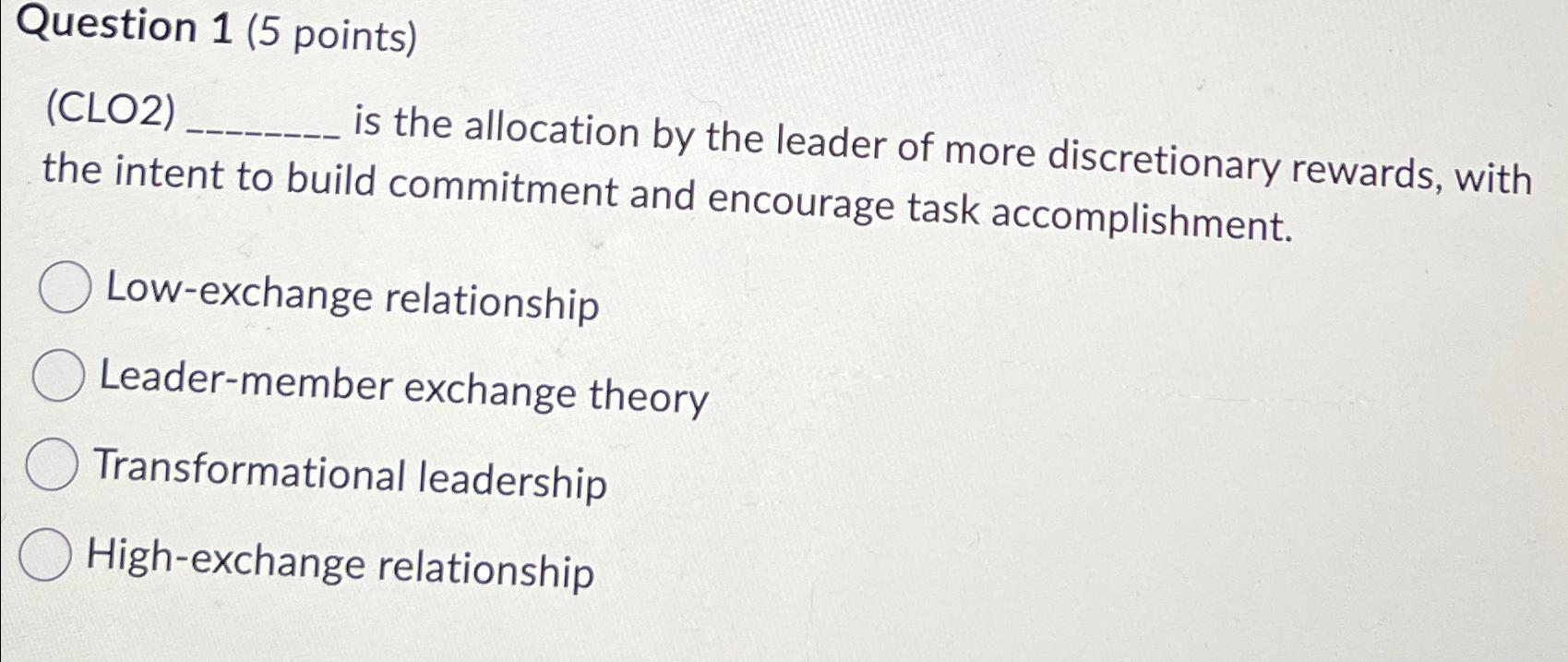 Solved Question 1 (5 ﻿points)(CLO2) ﻿is the allocation by | Chegg.com