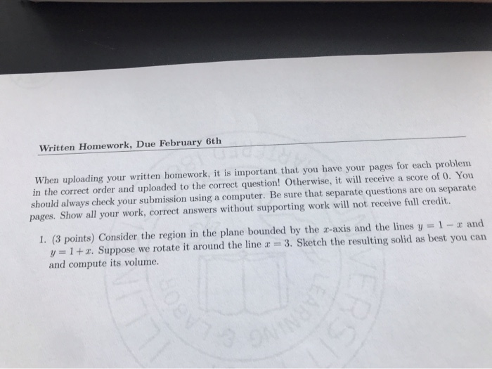 Solved Written Homework, Due February 6th When uploading | Chegg.com