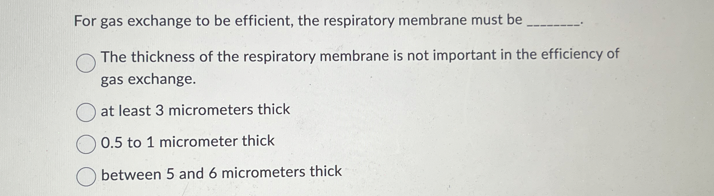 Solved For gas exchange to be efficient, the respiratory | Chegg.com