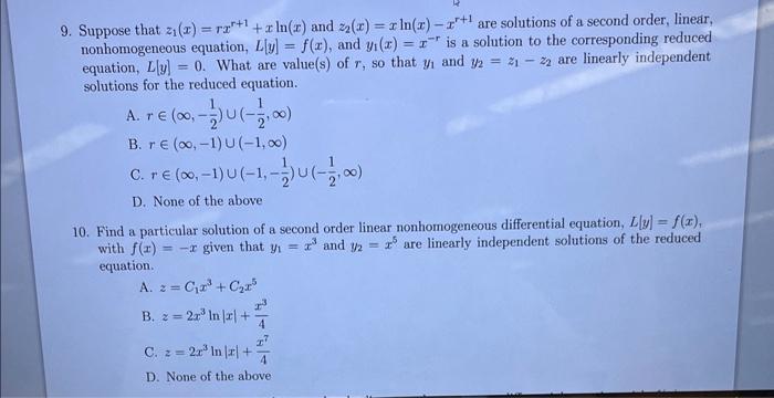 Solved 11. Find a particular solution of a second order | Chegg.com
