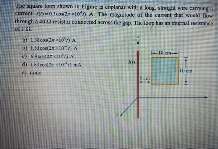 Solved The square loop shown in Figure is coplanar with a | Chegg.com