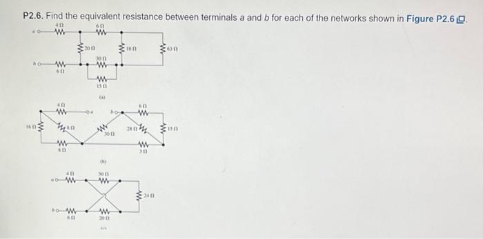 Solved P2.6. Find the equivalent resistance between | Chegg.com