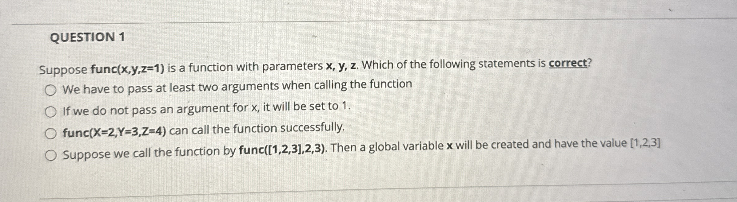 Solved QUESTION 1Suppose func | Chegg.com