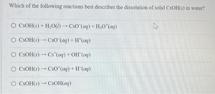 Solved Which of the following reactions best describes the | Chegg.com