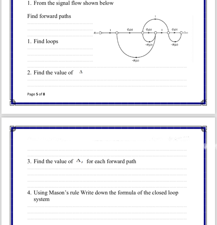 Solved From the signal flow shown belowFind forward | Chegg.com