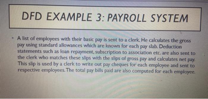 Solved DFD EXAMPLE 3: PAYROLL SYSTEM A list of employees | Chegg.com