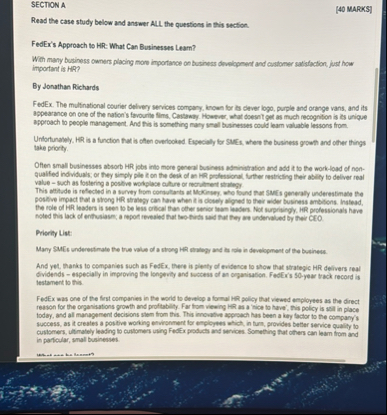 Solved SECTION A[40 ﻿MARKS]Read the case study below and | Chegg.com