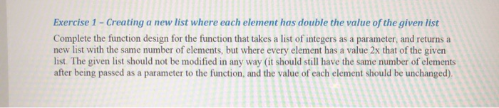 Solved Exercise 1 - Creating a new list where each element | Chegg.com