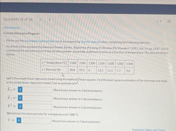 Solved Question 18 of 26 -/1 View Policies Current Attempt | Chegg.com